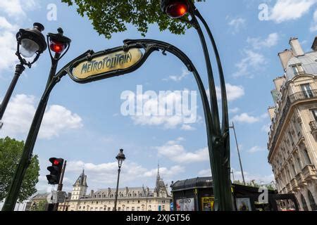 Art Nouveau Lamps And Metropolitain Sign Designed By Hector Guimard