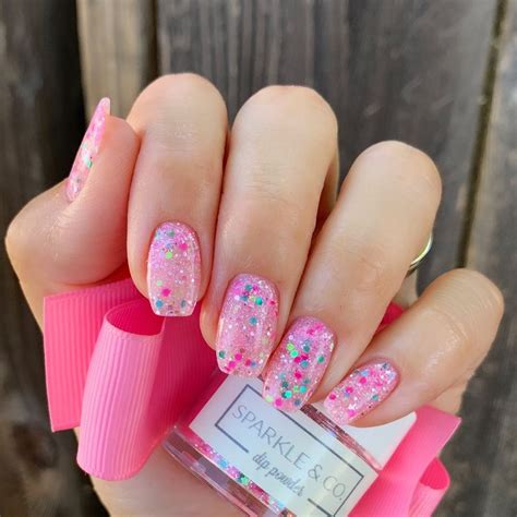 Dip Powder Nails On Instagram Pink Glitter Party Mood💕 👗 For All The