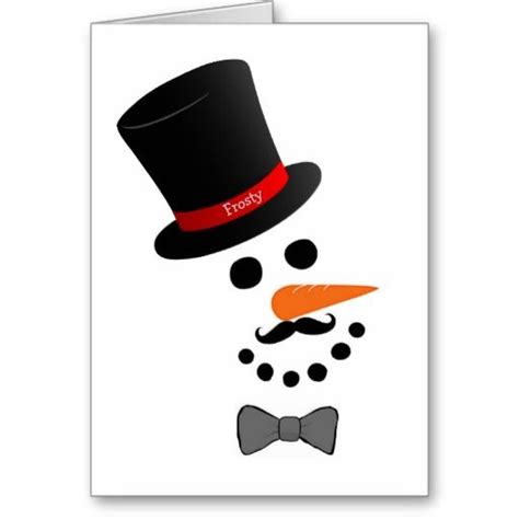Moustached Snowman Deconstructed Holiday Card Snowman Cards Funny