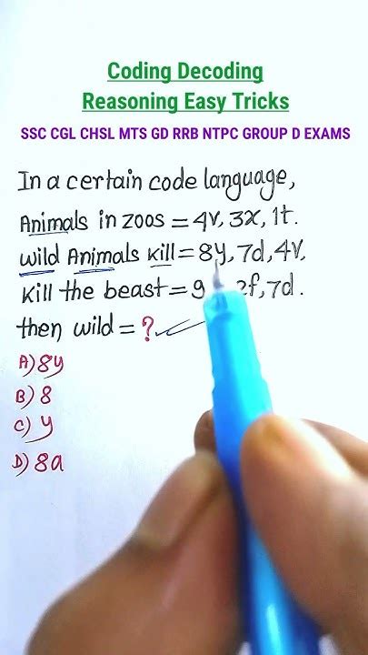 Coding Decoding Coding Decoding Reasoning Tricks Reasoning For Ssc Gd Chsl Mts Wbpsc Youtube