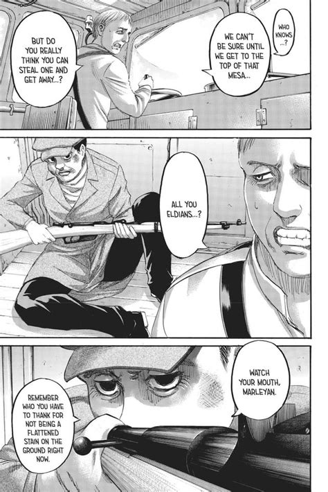 Annies Father Points A Pistol At The Conductor In The Anime But In The Manga Its A Rifle R