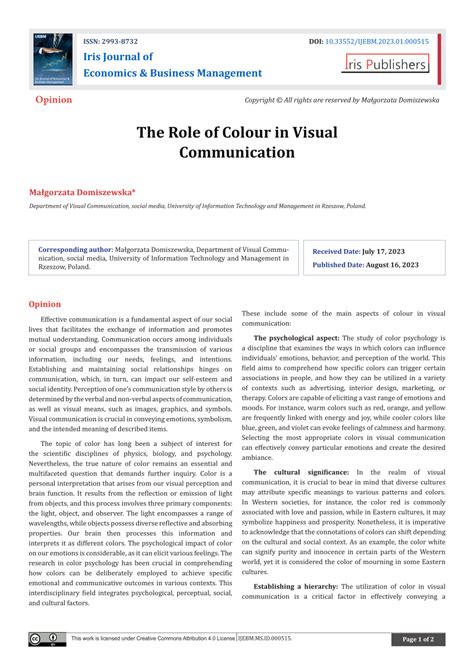 Pdf The Role Of Colour In Visual Communication