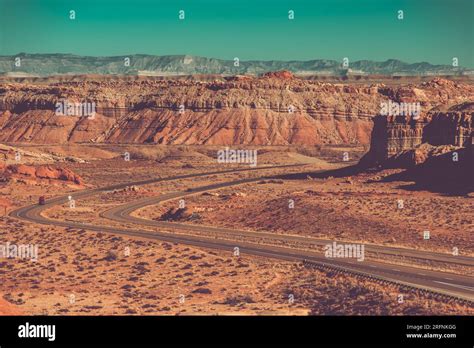 American Interstate 70 Crossing Scenic Utah Landscape Eroded Sandstones Geology Stock Photo Alamy