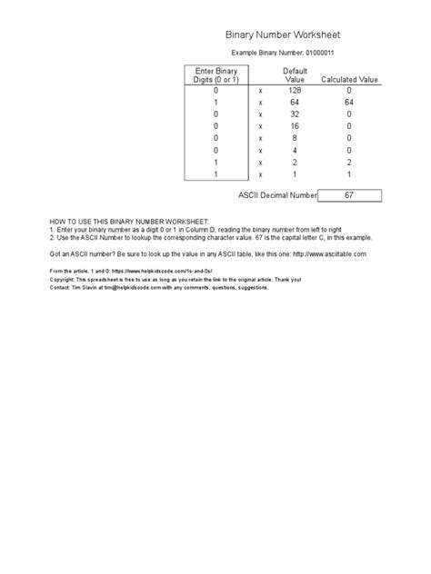 Binary Number Worksheet Pdf Binary Number Worksheet Pdf