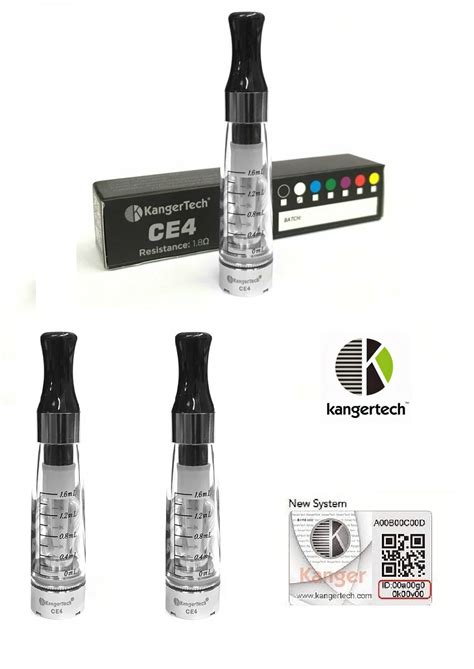 3 Pack Authentic Kangertech Ce4 Clearomizer Ego E Cigarette Vape Tank 1 8 Ohms Ebay Uk