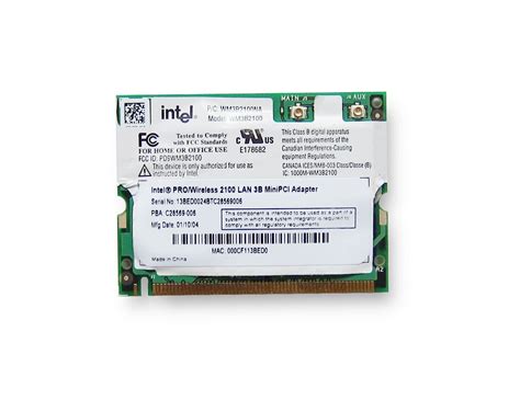 Intel PRO / Wireless 2100 LAN 3B MiniPCI WIFI Card for Panasonic ...