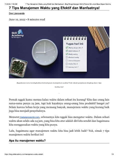 5 Tips Manajemen Waktu Pdf
