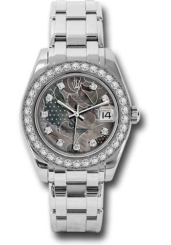 Rolex White Gold Datejust Pearlmaster 34 Watch 34 Diamond Bezel Go