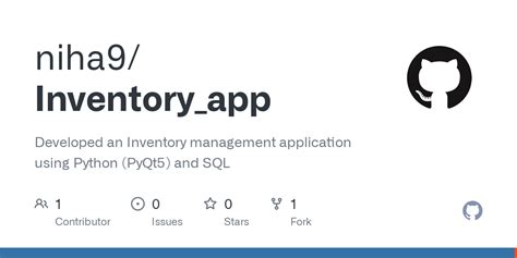 Github Niha Inventory App Developed An Inventory Management Application Using Python Pyqt