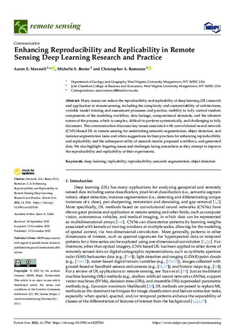 Pdf Enhancing Reproducibility And Replicability In Remote Sensing Deep Learning Research And