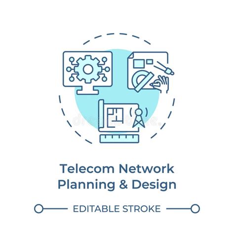 Telecom Network Planning And Design Soft Blue Concept Icon Stock Vector