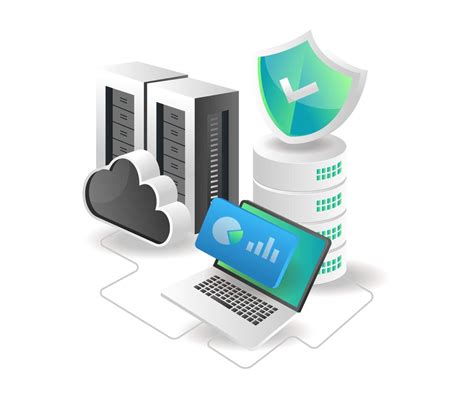 Isometric Illustration Concept Analytics Cloud Server Data And