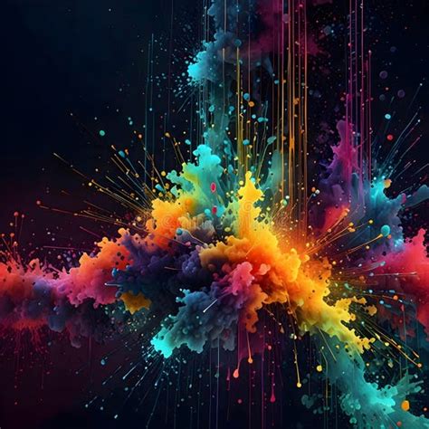 Abstract Data Visualization With Colorful Particles And Glowing Effects