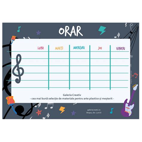 Orar Scolar Carton A5 Model Muzica