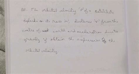 Q1 Tle Orbital Veloity V Of A Satellite Studyx