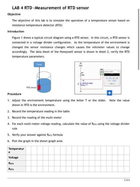 Solved LAB RTD Measurement Of RTD Sensor Objective The Chegg