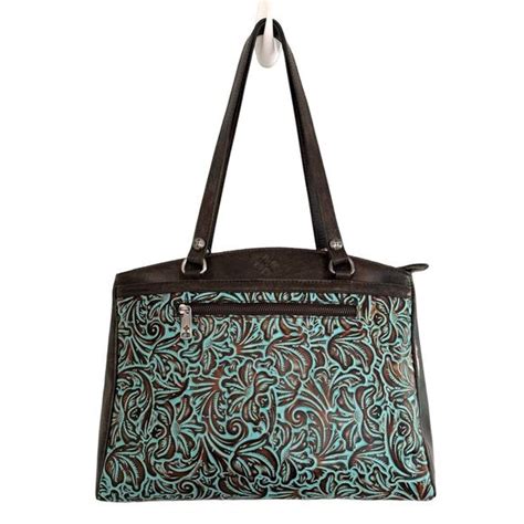 Patricia Nash Bags Patricia Nash Poppy Leather Turquoise Tooled Tote South Western Boho