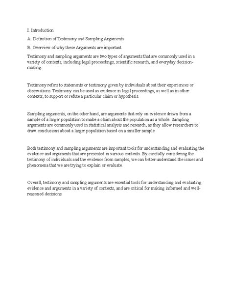 Testimony And Sampling Arguments 1 I Introduction A Definition Of Testimony And Sampling
