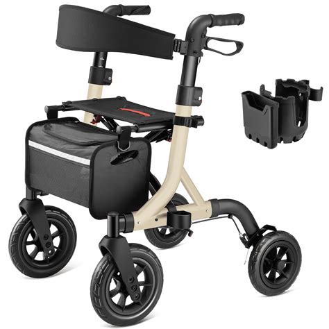 Maxwalk All Terrain Rollator Walker For Seniors 10 Rubber Wheels