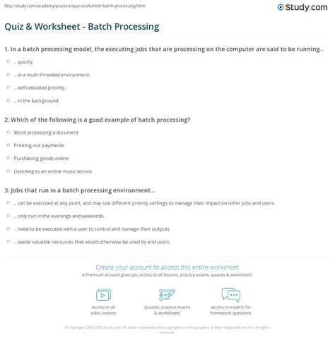 Quiz Worksheet Batch Processing Study Com