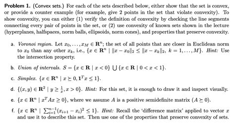 solved problem 1 convex sets for each of the sets