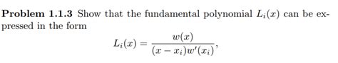 Solved Problem 1 1 3 Show That The Fundamental Polynomial