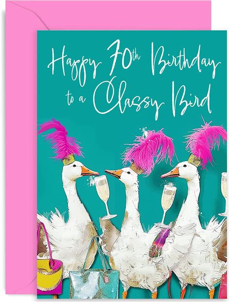 Funny 70th Birthday Card For Women Classy Bird Birthday Card For Her