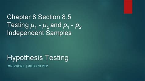 chapter 8 section 8 5 testing 1 2