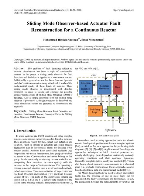 Pdf Sliding Mode Observer Based Actuator Fault Reconstruction For A