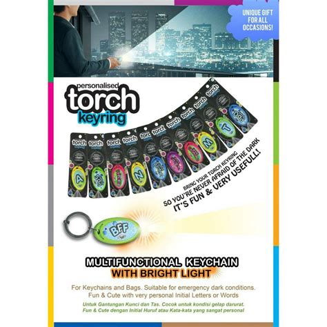 Jual Souvenir Gantungan Kunci Senter Torch Keyring Insial Huruf Abjad