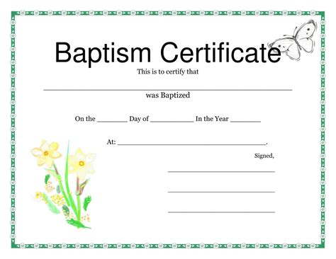 Free Printable Baptism Certificate Templates