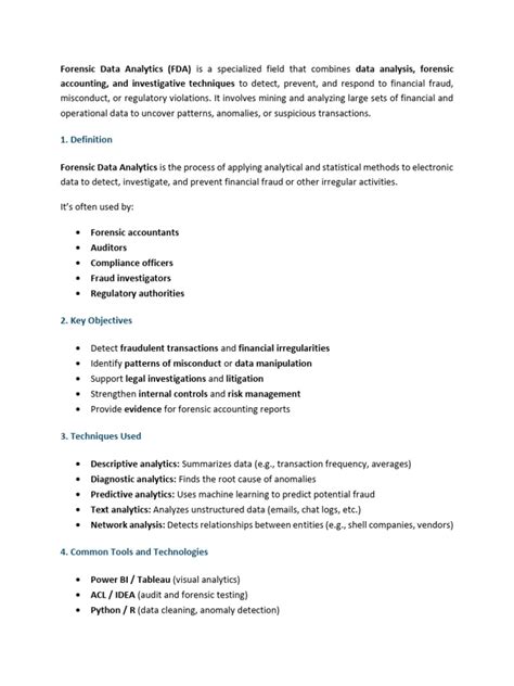 Forensic Data Analytics Overview Pdf Analytics Data Analysis
