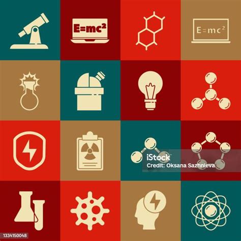 Atur Atom Molekul Rumus Kimia Observatorium Astronomi Tabung Reaksi Dan