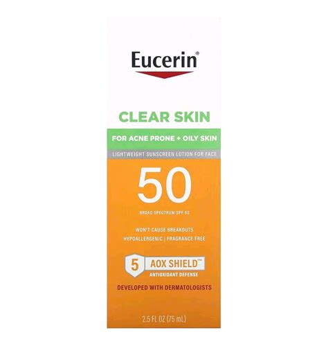 Eucerin Clear Skin Lightweight Sunscreen Lotion For Face Spf 50 Fra