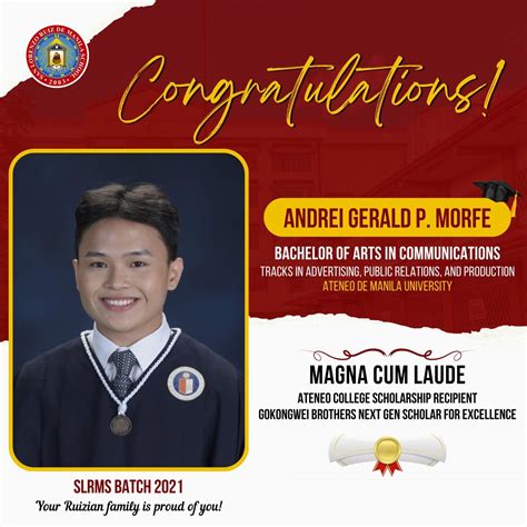 San Congratulations Andrei Gerald P Morfe For Graduating Magna Cum Laude With A Bachelor Of