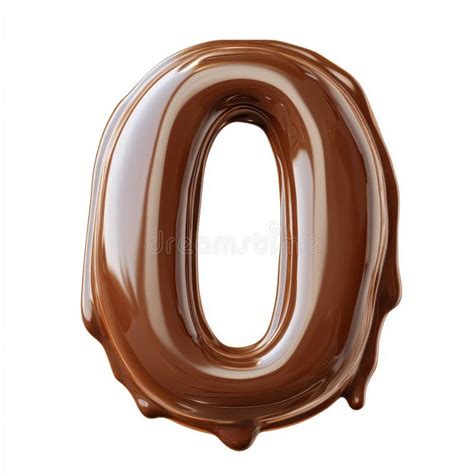 A Glossy Chocolate Number Zero With A Dripping Effect Stock