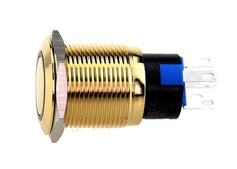 Gold Plated Brass Push Button Switch Illuminated Flat Round Head Easy