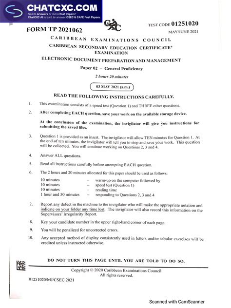 Csec Edpm P2 2021 Pdf