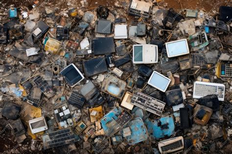 Pile Of Old Computer Waste In A Landfill Environmental Pollution