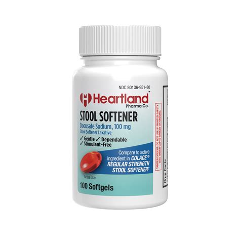 Buy Heartland Docusate Sodium 100mg S Stool Softener Softgel Regular Strength Stool Softener