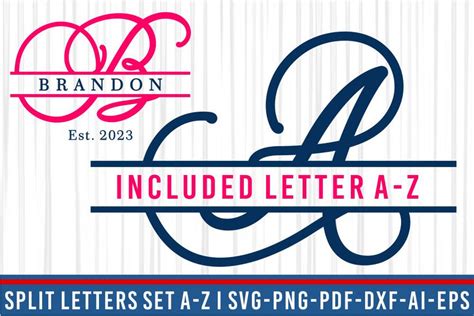 Split Alphabet Monogram Letter Svg Set A Z Split Letters Split