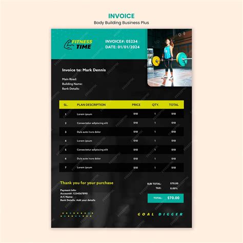 Premium Psd Body Building Invoice Template