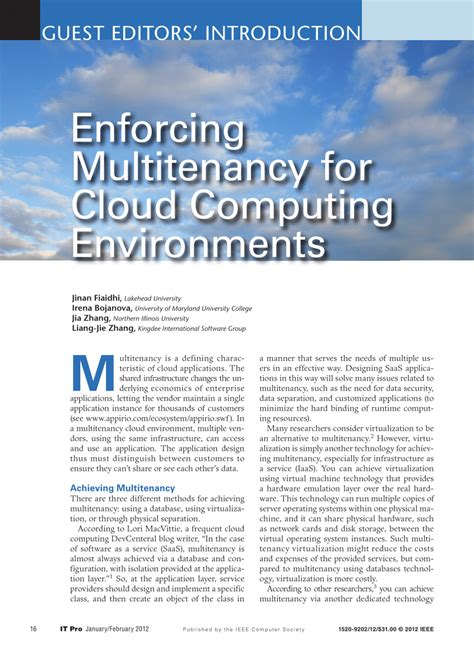 Pdf Enforcing Multitenancy For Cloud Computing Environments