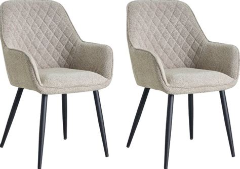 Colenis® Milano Eetkamerstoel Set Van 2 Beige Bouclé Design