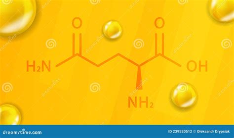 Glutamine Chemical Formula Glutamine 3d Realistic Chemical Molecular Structure Vector