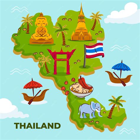 Hand Drawn Thailand Map Illustration Premium Vector