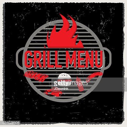 Grill Menu Design Template With Bbq Grill And Flame High Res Vector