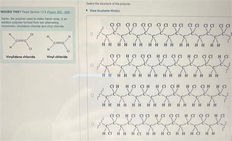 Solved Select The Structure Of The Polymer Missed This