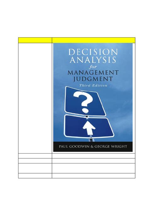 Book Review 1 Decision Analysis For Management Judgement Third Edition