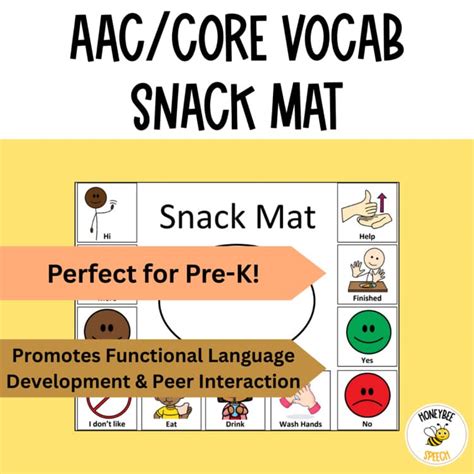 Aac Core Vocabulary Snack Mat By Honeybeespeech Tpt